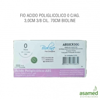 FIO POLIGLACTINA 2-0 C/AG 3,0CM 3/8 CIL. 70CM BIOLINE