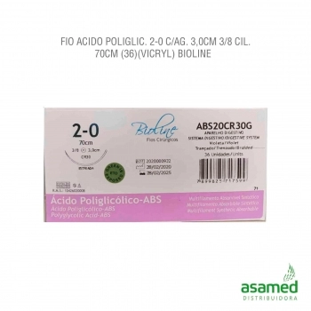 FIO POLIGLACTINA 2-0 C/AG 3,0CM 3/8 CIL. 70CM BIOLINE