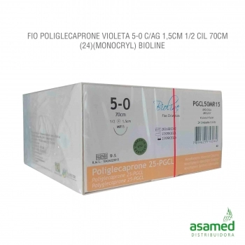 FIO POLIGLECAPRONE VIOLETA 2-0 C/AG 3,1CM 3/8 CIL. 70CM BIOLINE